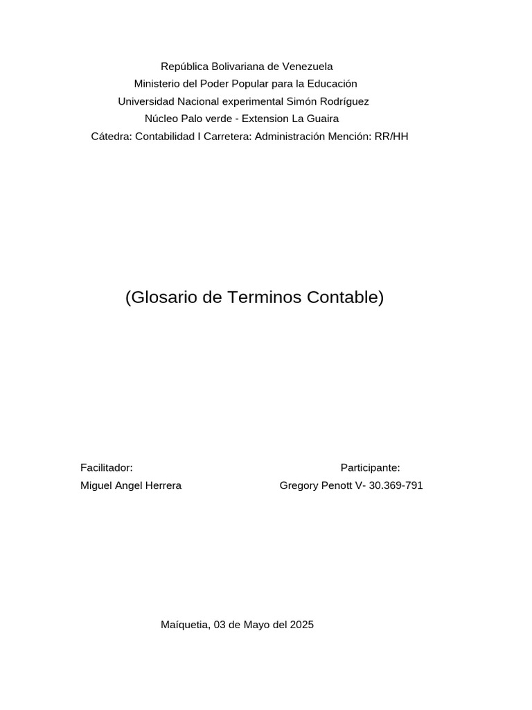 Glosario de Terminos Contables | PDF
