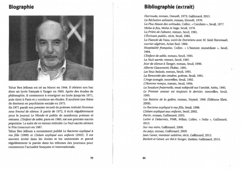 Tahar Ben Jelloun - Biographie | PDF