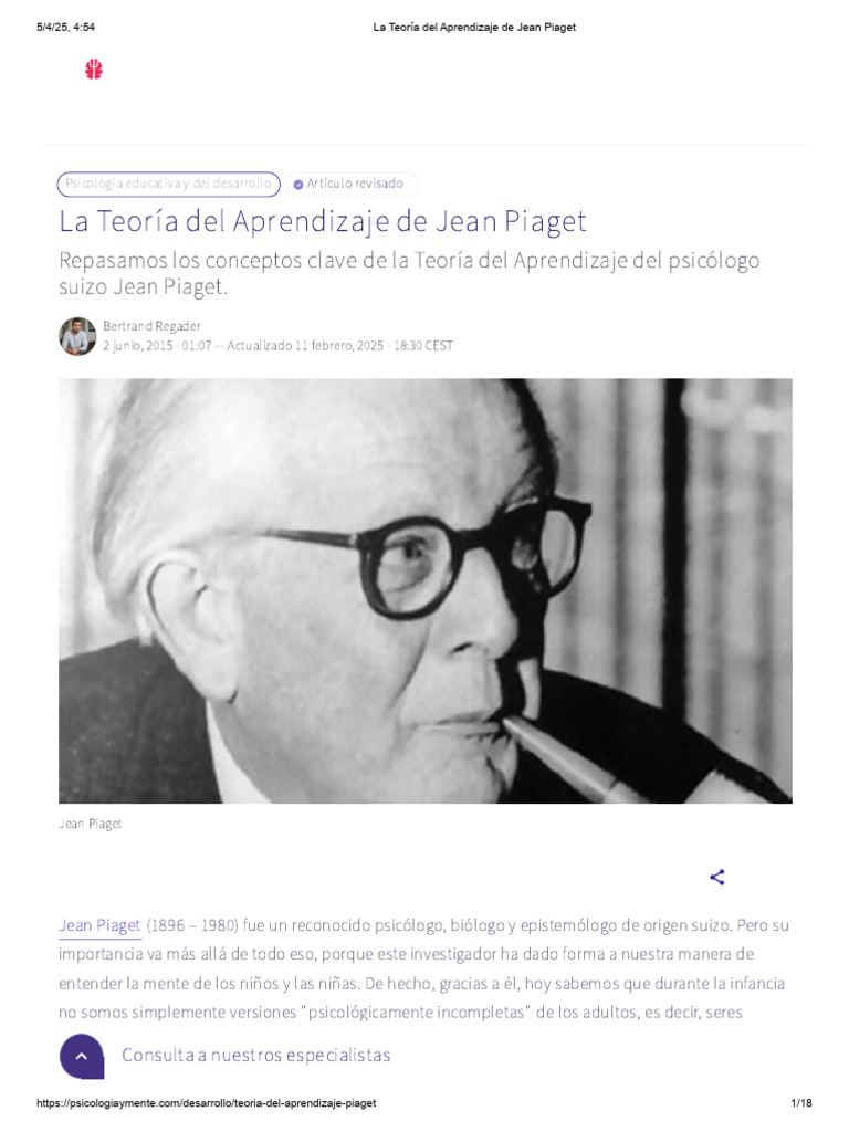 La Teoría Del Aprendizaje de Jean Piaget | PDF | Constructivismo (filosofía de la educación ...