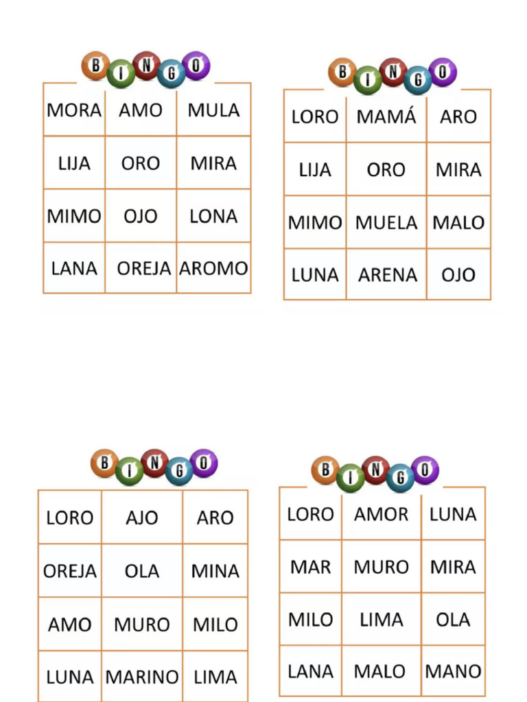 Bingo de Palabras | PDF