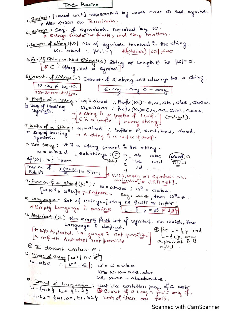 TOC and CD - Short Notes - by Csestudy247 | PDF