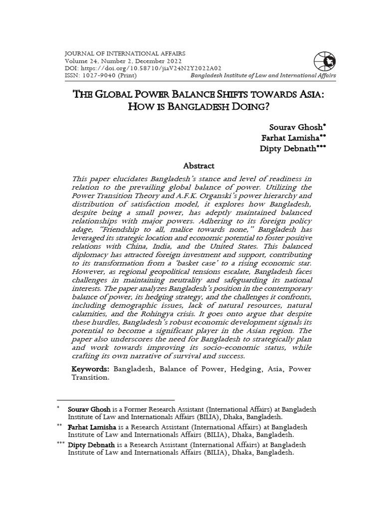 The Global Power Balance Shifts Towards Asia: How is Bangladesh Doing ...