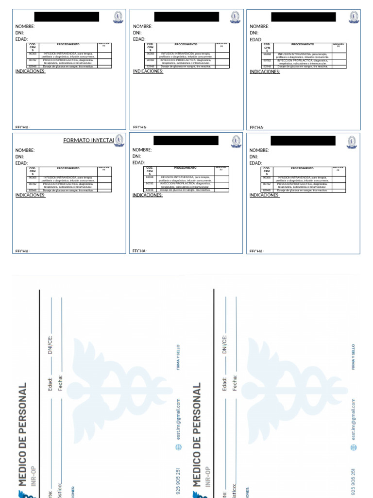 Formatos Inyectable INR | PDF | Inyección (medicina) | Terapia intravenosa