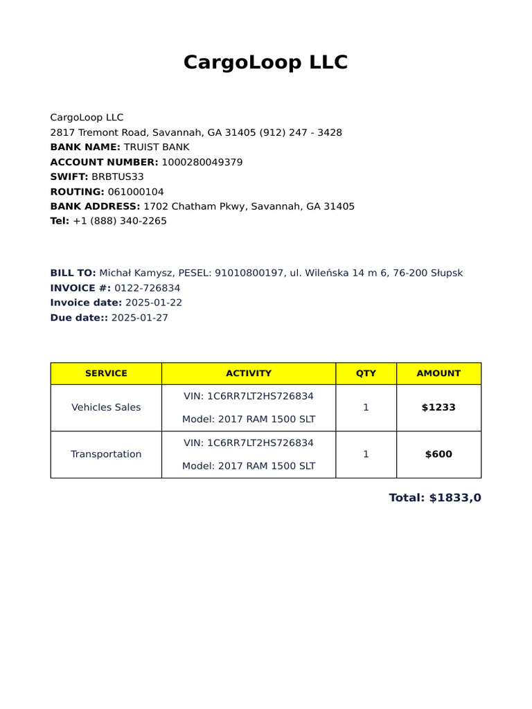 Ram Invoice | PDF