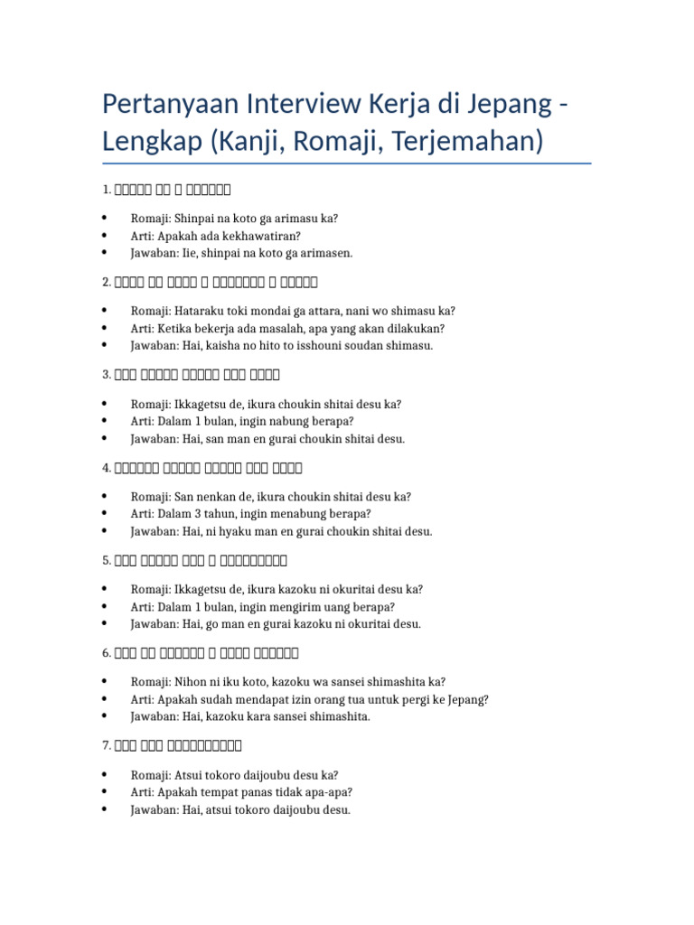 Interview Jepang Part1 Full | PDF