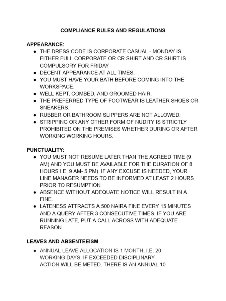Compliance Rules and Regulations | PDF