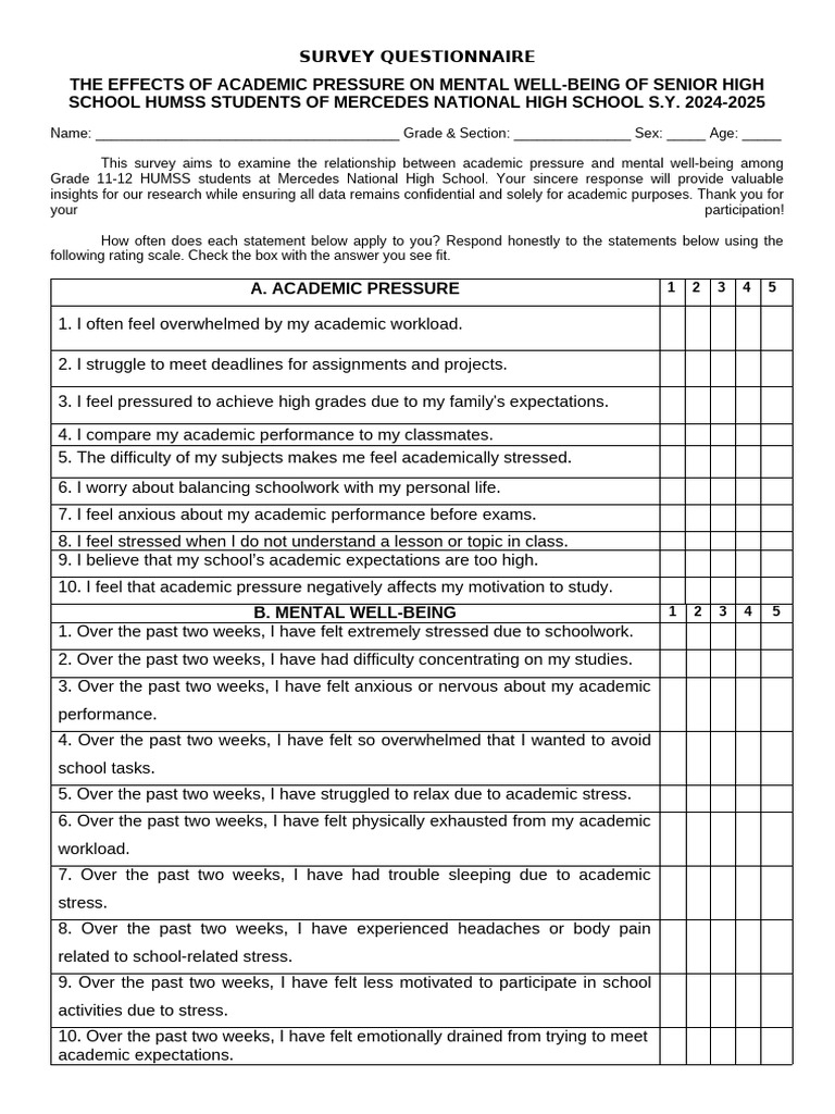 Academic Pressure and Student Well-Being Survey | PDF | Anxiety | Well ...