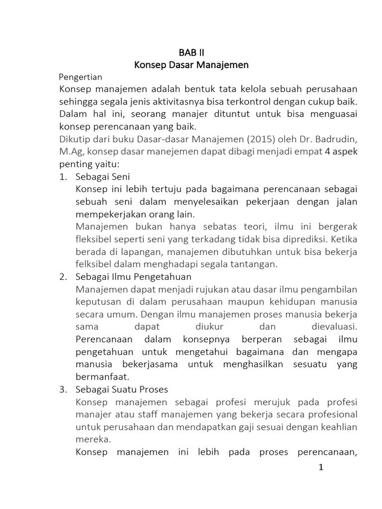 Konsep Dasar Manajemen | PDF