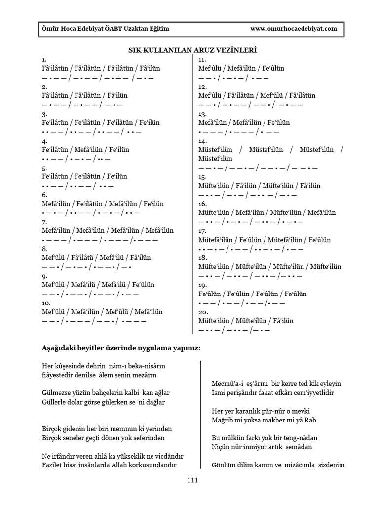 Aruz Kalıpları | PDF