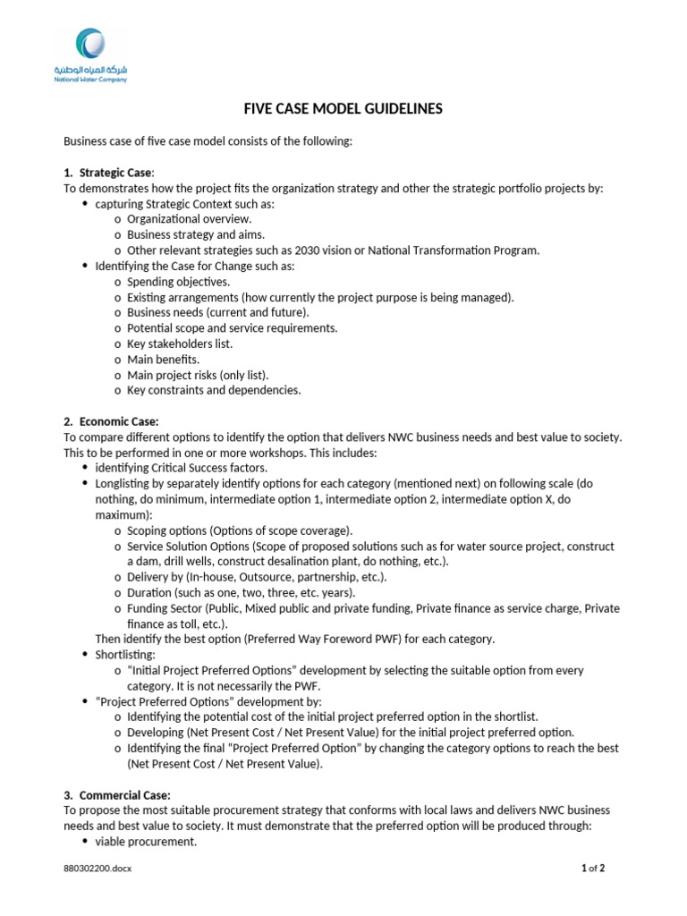 PMF-004-FYP-018 - 02 Five Case Model Guidelines | PDF | Procurement ...