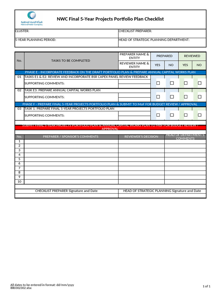 PMF-004-FYP-006 - 02 Final Five-Year Projects Portfolio Plan Checklist ...