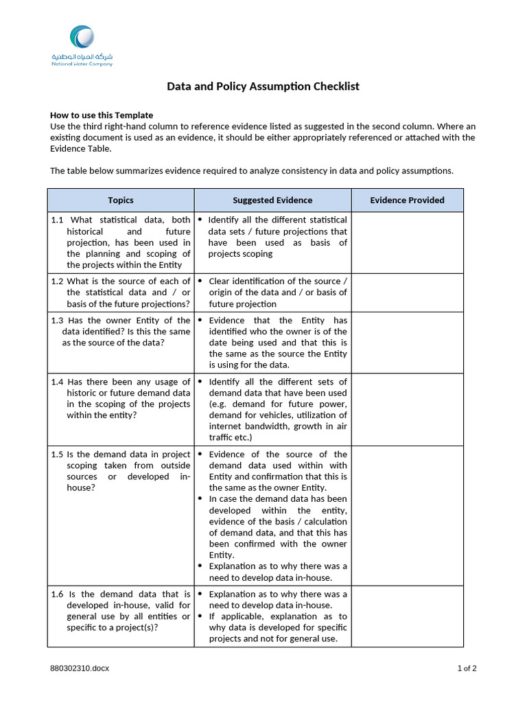 PMF-004-FYP-011 - 02 Data and Policy Assumption Checklist | PDF | Data ...