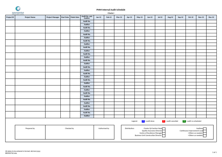 PMF-006-GOV-027 - 02 PMM Audit Schedule | PDF | Audit | Business