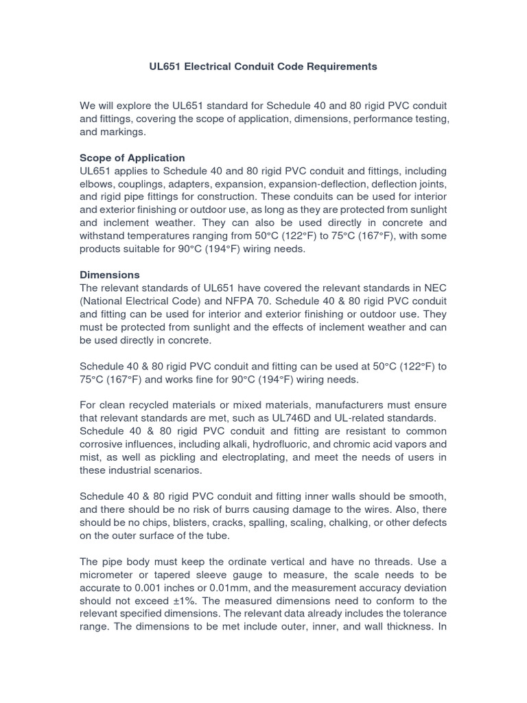 UL651 Electrical Conduit Code Requiremen | PDF | Pipe (Fluid Conveyance ...