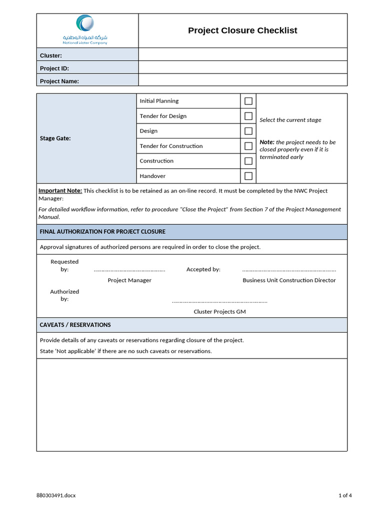 PMF 007 INT 011 - 02 Project Closure Checklist | PDF