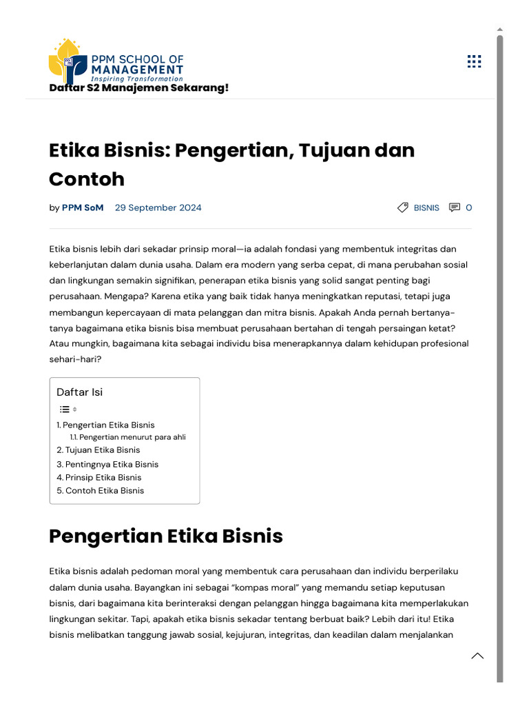 Etika Bisnis_ Pengertian, Tujuan dan Contoh - PPM School of Management ...