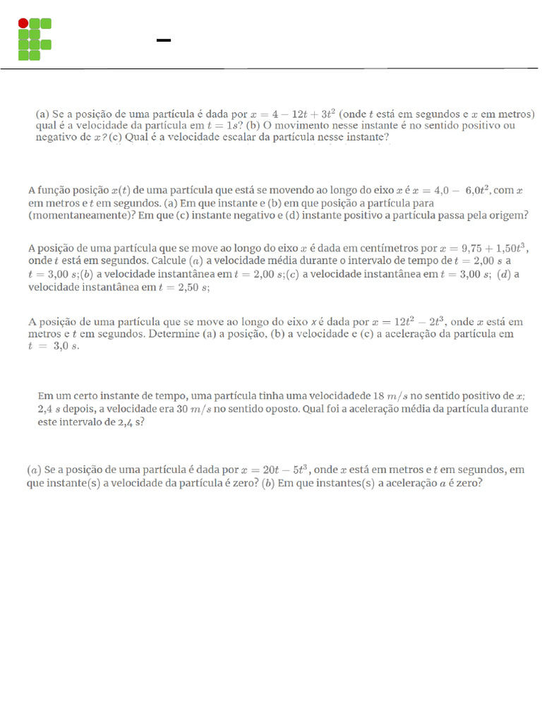 Exercício Movimento Retilíneo Cap 2 | PDF