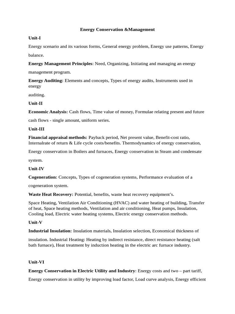 Energy Conservation | PDF