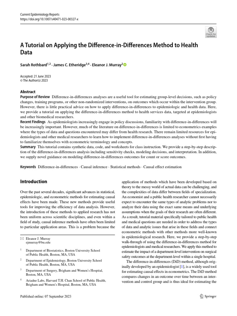 A Tutorial On Applying The Difference-in-Differenc | PDF | Regression ...