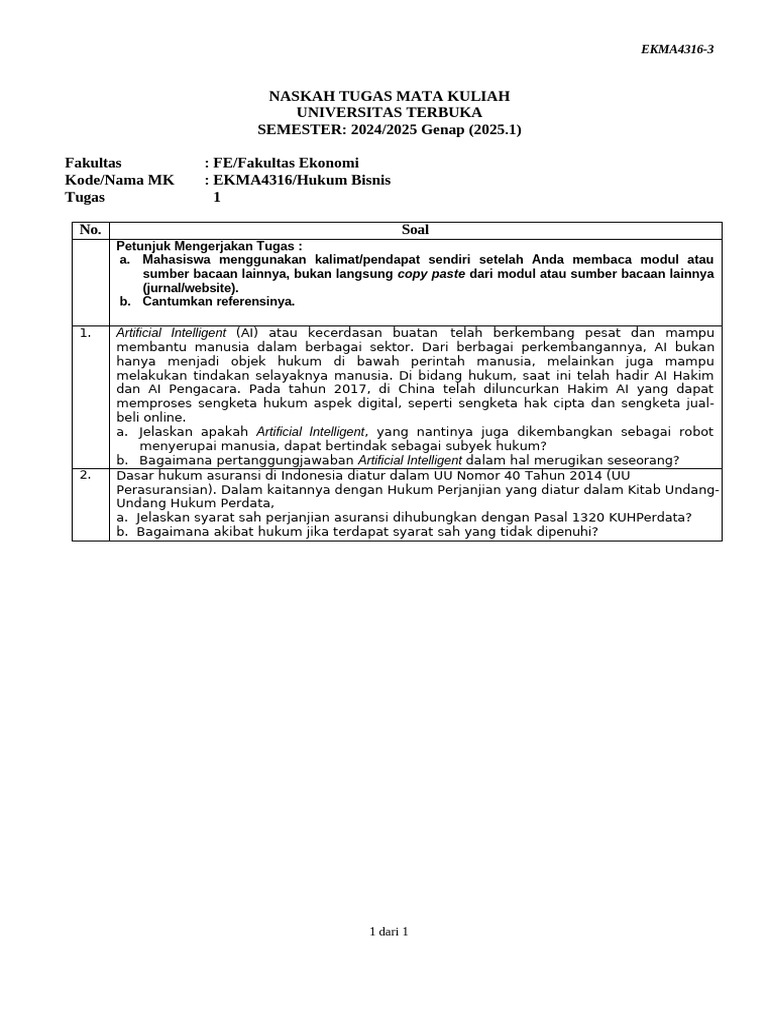Soal Ekma4316 tmk1 3 | PDF