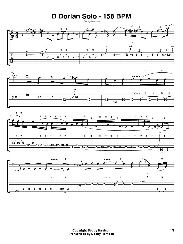 D Dorian Solo Transcription at 158 BPM | PDF | George Harrison Family ...