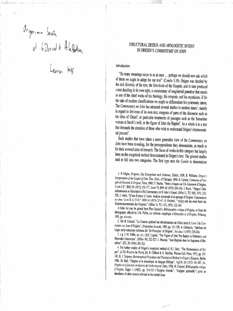 McGuckin JA Structural Design Apologetic Intent Origen Commentary John ...