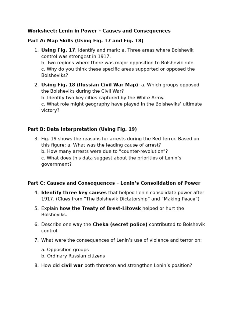 Lenin worksheet | PDF
