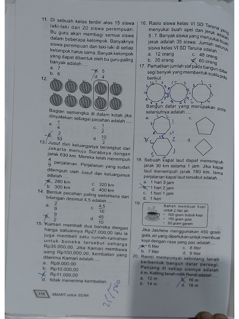 Soal SAS2 Matematika SD Gambar Asli Rapih | PDF