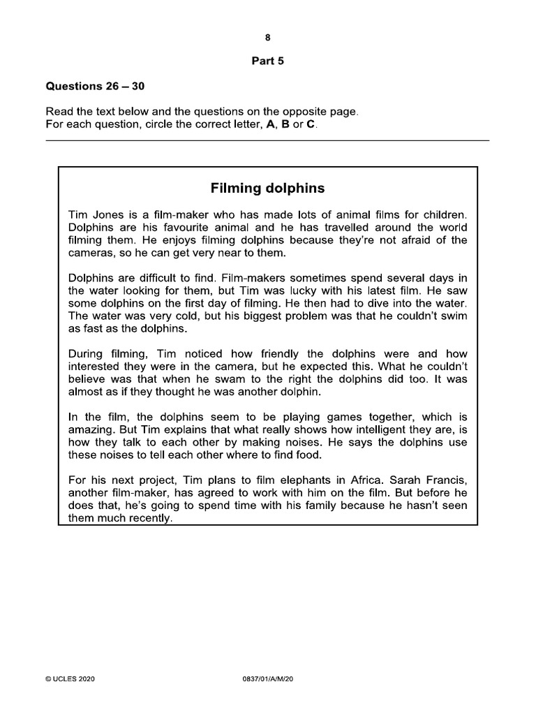 Reading Part 5 Samples | PDF