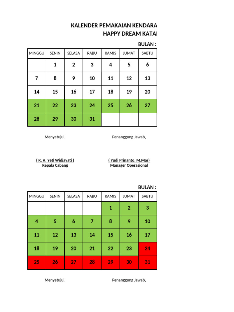 Kalender Pembayaran Mobil | PDF