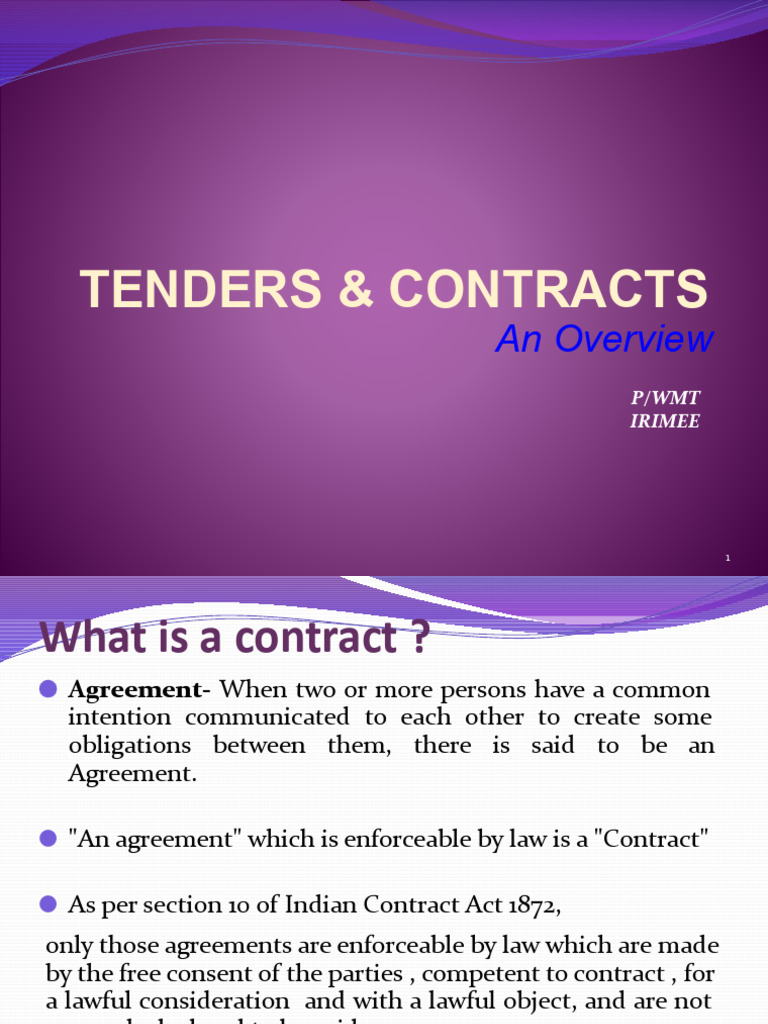 Tenders and Contracts Detailed Overview | PDF | Prices