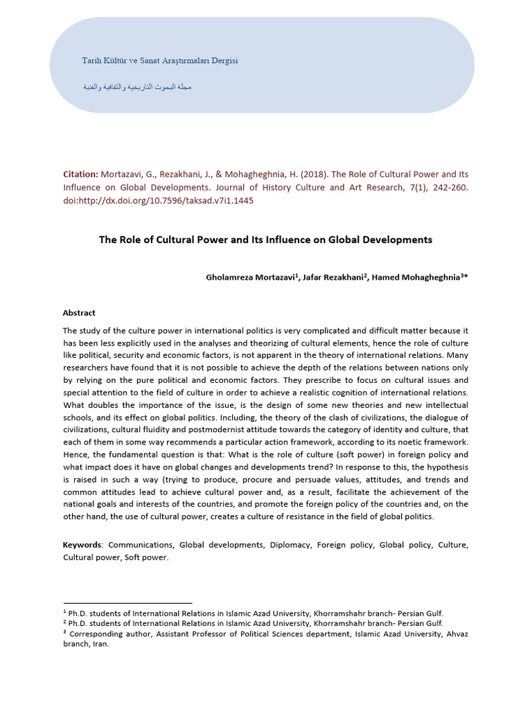 Cultural Power's Impact on Global Politics | PDF | Power (Social And ...