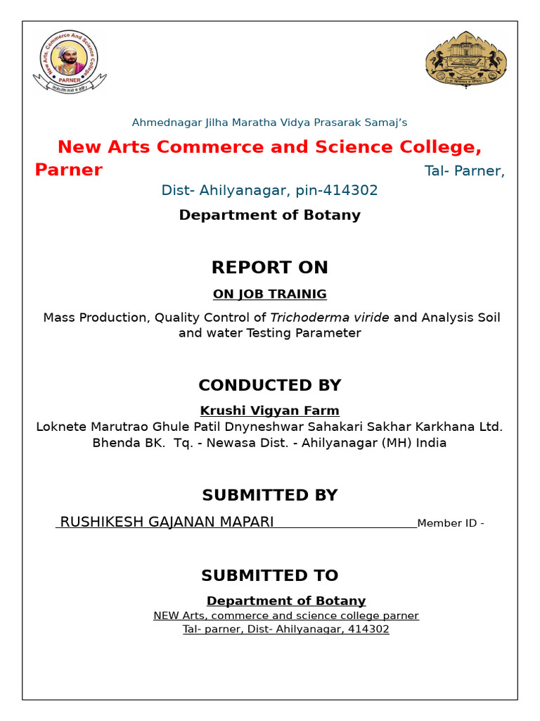 Ojt - Report Rushikesh Gajanan Mapari | PDF | Plant Nutrition | Soil