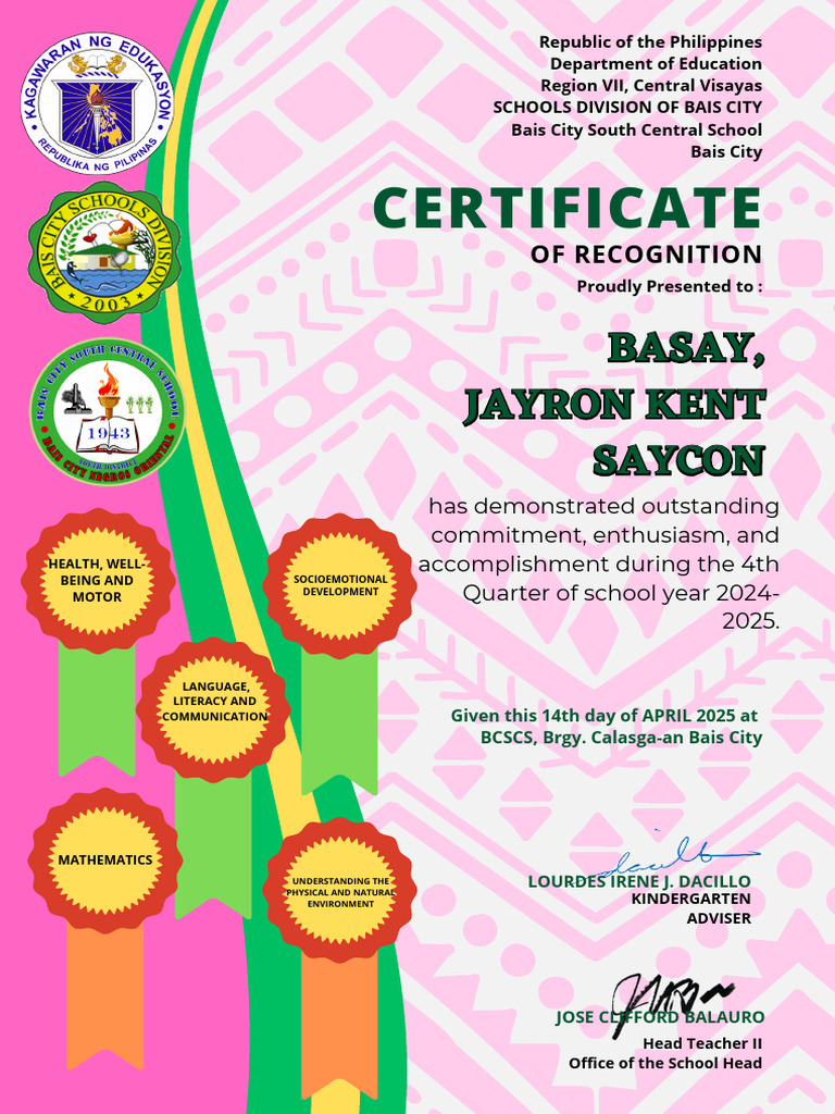 3rd 220242025 KINDER QUARTER ACHIEVEMENT | PDF