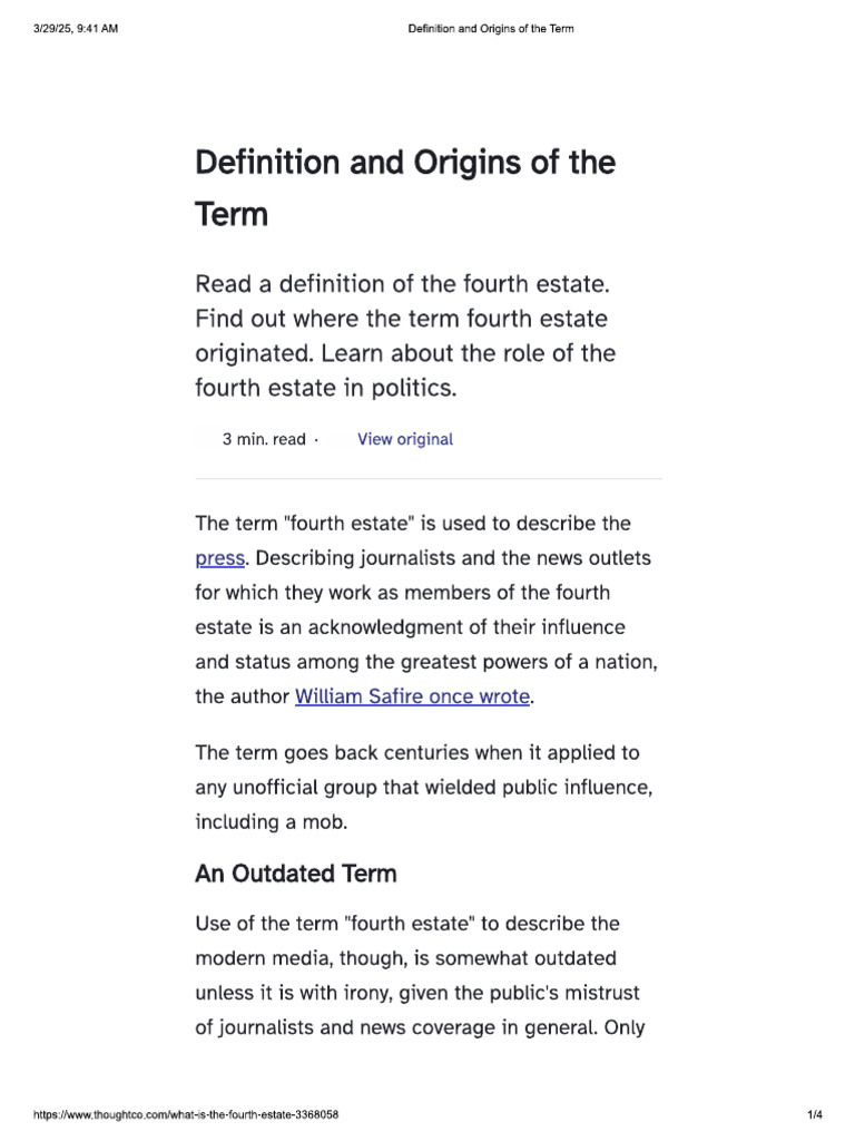 What Is The Fourth Estate | PDF