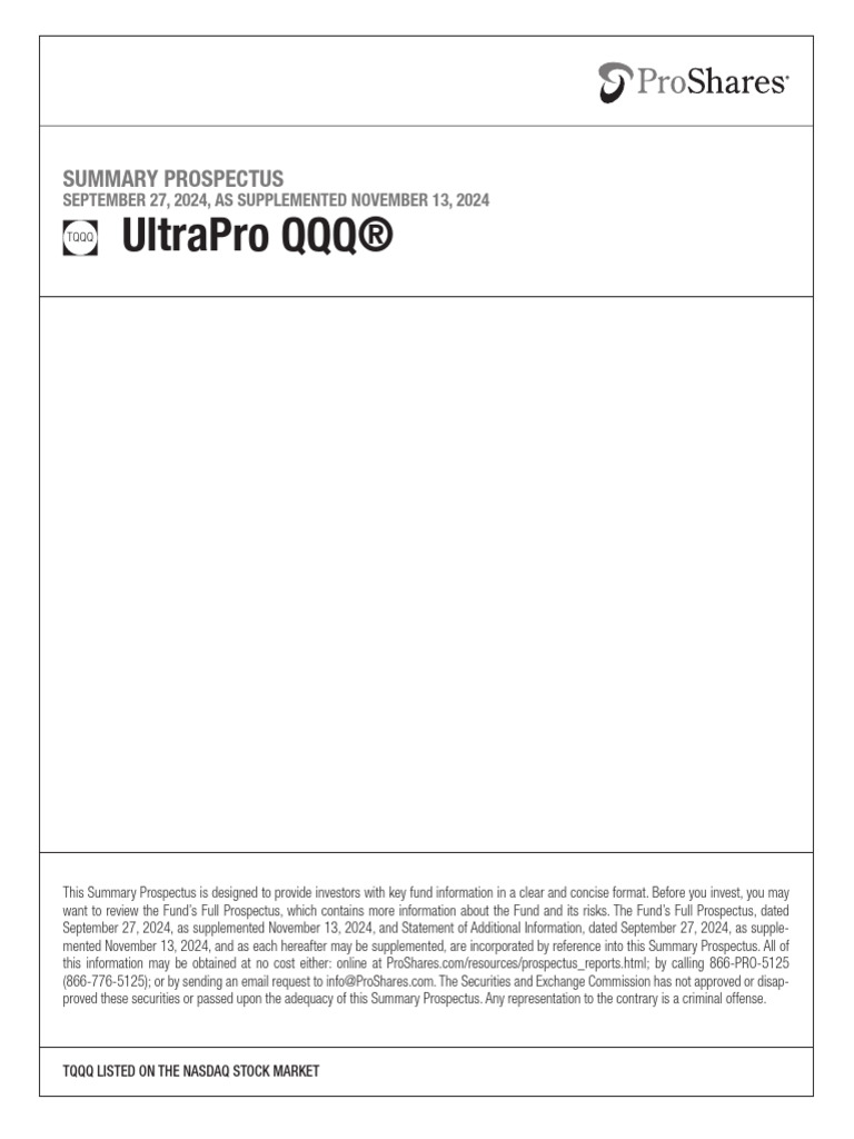 TQQQ UltraPro QQQ Summary Prospectus | PDF | Investment Fund | Leverage ...