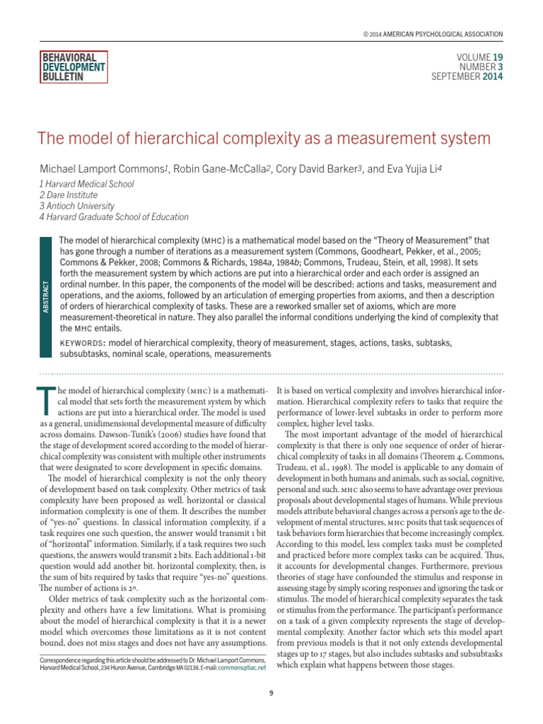 The Model of Hierarchical Complexity As A Measurement System | PDF ...