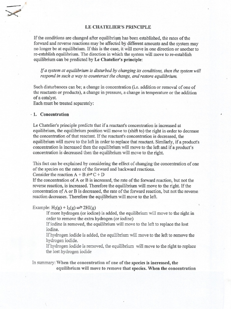 Le Chatelier - S Principle | PDF