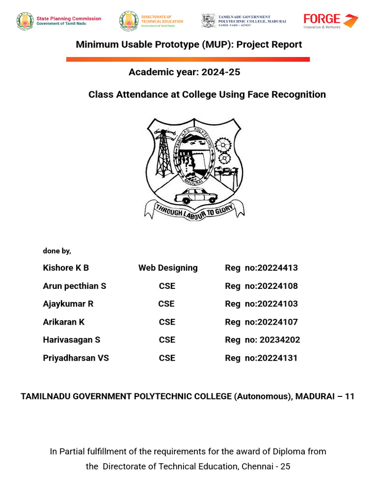 Class Attendance at College Using Face Recognition Report | PDF | Databases | Usability