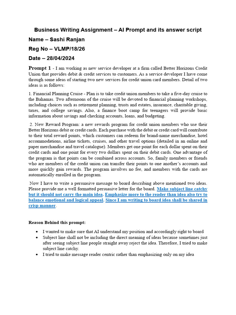 Business Writing - VLMP - 18 - 26 - Sashi | PDF | Credit Card | Loyalty Program