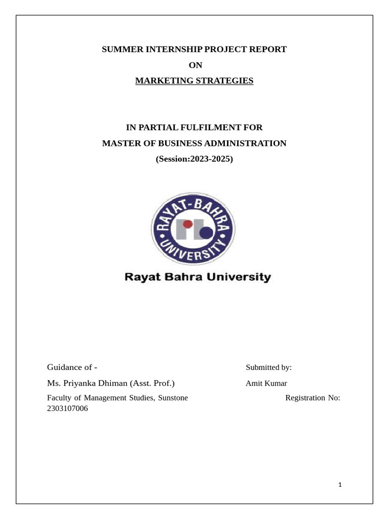 Amit Kumar Internship SIP | PDF | Investment Fund | Market Trend