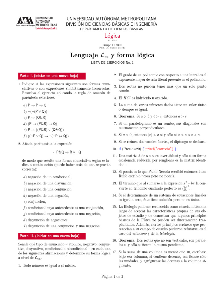 Ejercicios de Lógica Matemática | PDF | Matemáticas