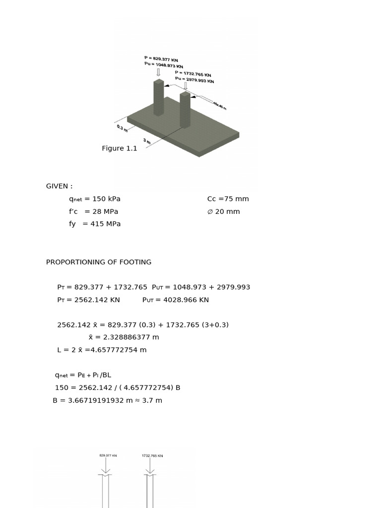 Rectangular Combined Footing 1 | PDF