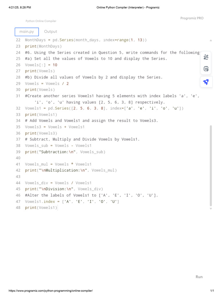 Online Python Compile3r (Interpreter) - Programiz | PDF