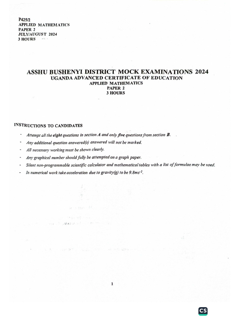 Asshu Bushenyi, UACE MTC 2 Mock 2024 | PDF