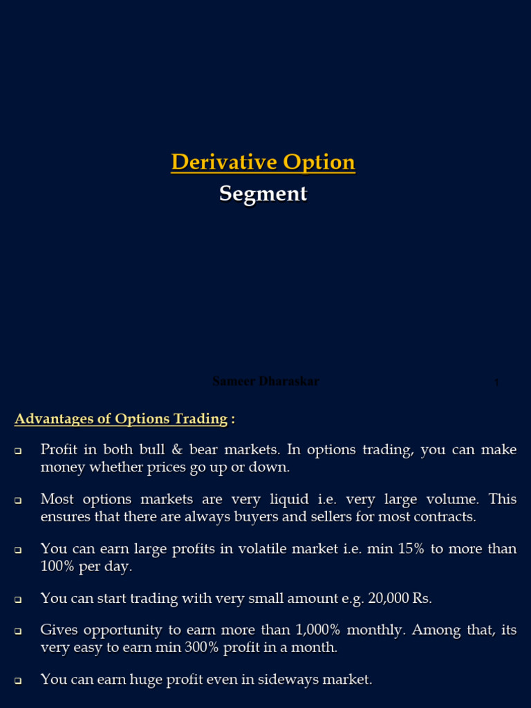 Derivatives Option - Notes | PDF | Option (Finance) | Derivative (Finance)