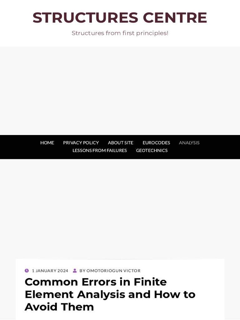 Common Errors In Finite Element Analysis And How T Pdf Finite Element Method Mathematical