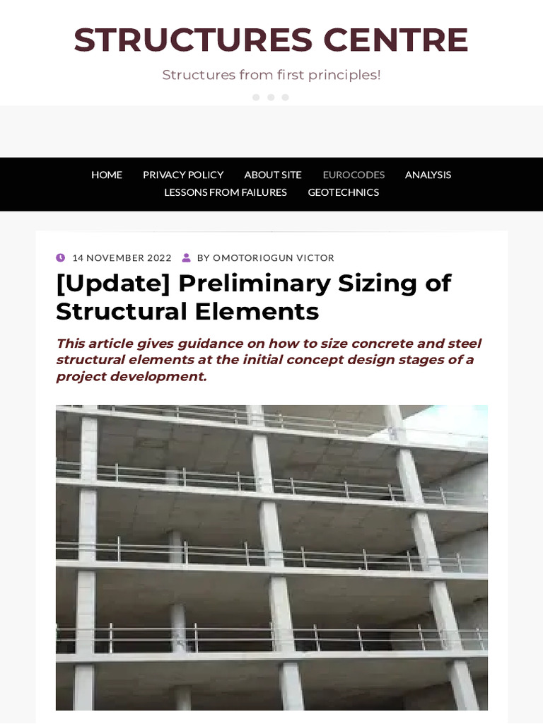 Preliminary Sizing of Structural Elements | PDF | Concrete | Beam ...
