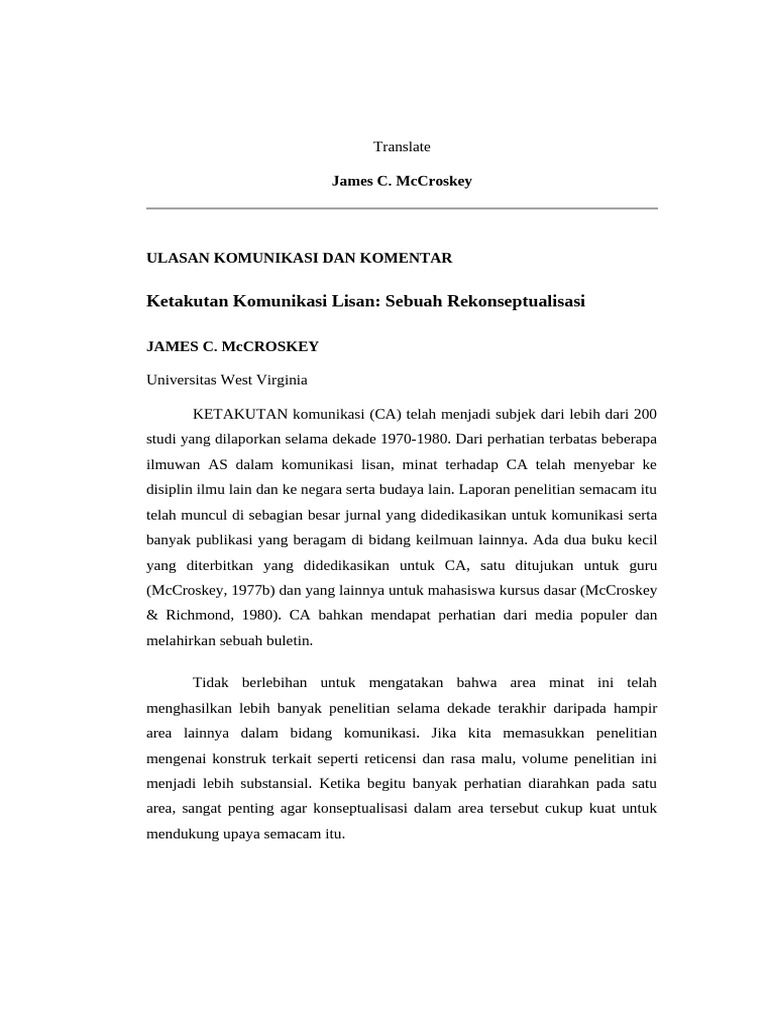 James C. McCroskey - Oral Communication Apprehension: A ...