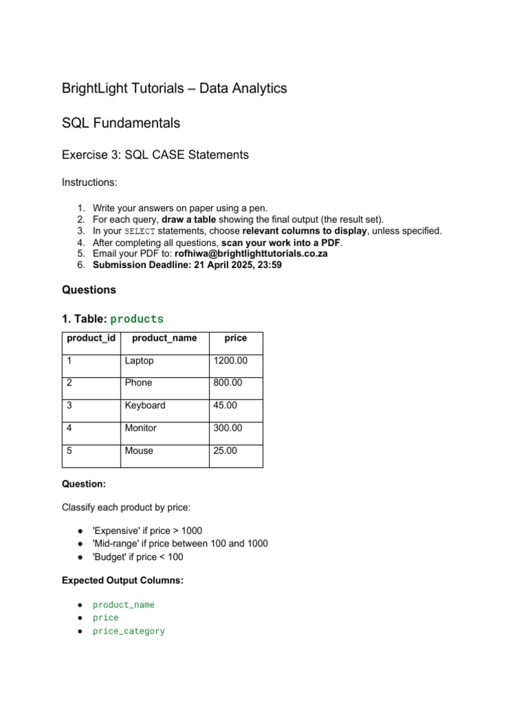 rootCourseAssessments-DAG2-courseAssessments - Exercise 3 - SQL Funamentals (SQL CASE Statements ...